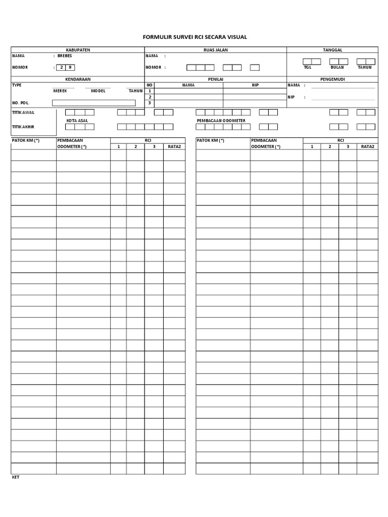 Form Rci (Survey Form Kemen) - 1 | PDF