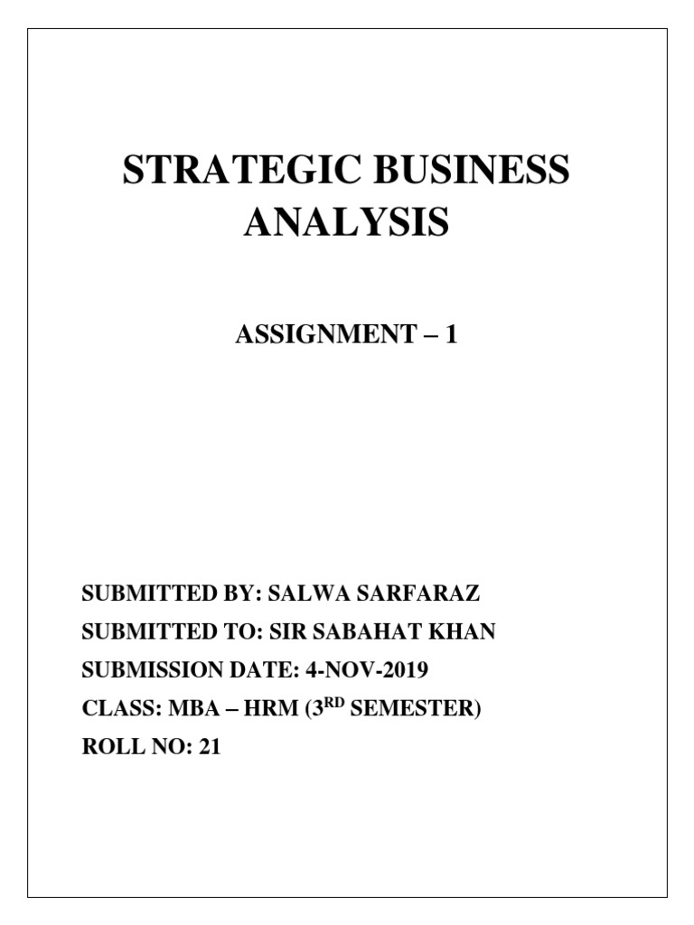 Strategic Business Analysis: Assignment - 1 | PDF | Inflation | Competition