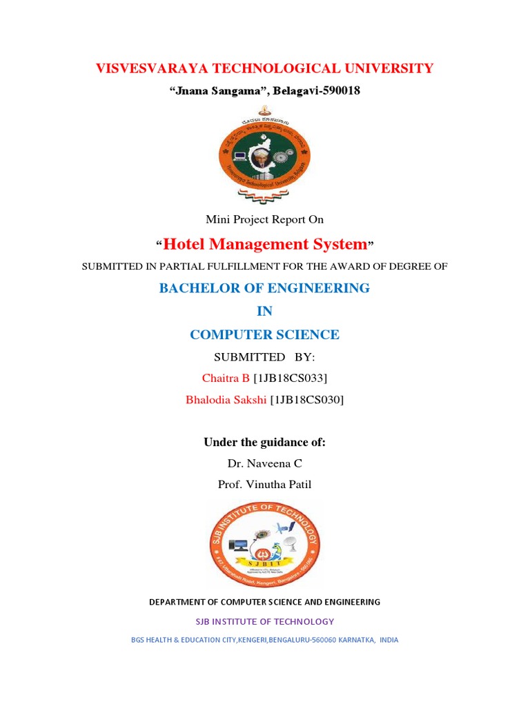 Hotel Management System: Visvesvaraya Technological University | PDF | Databases | Usability