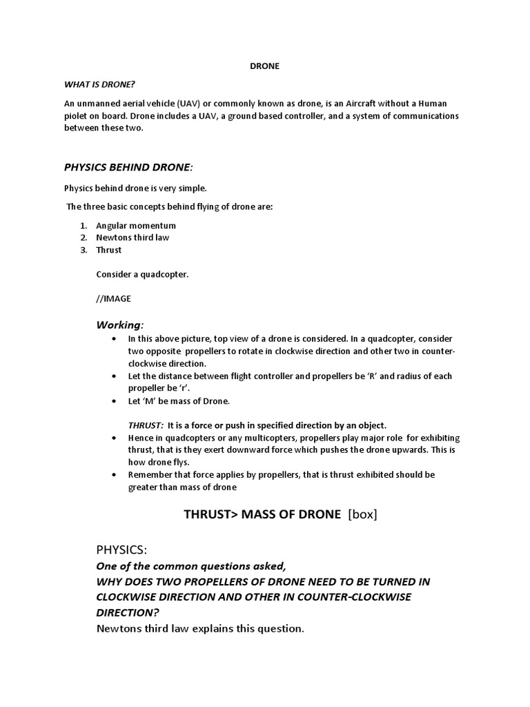 Physics Behind Drone | PDF | Torque | Quantity