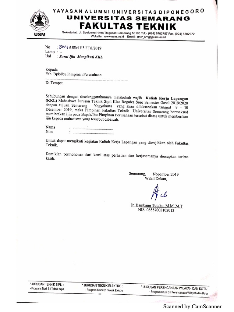 Contoh Surat Ijin KKL | PDF