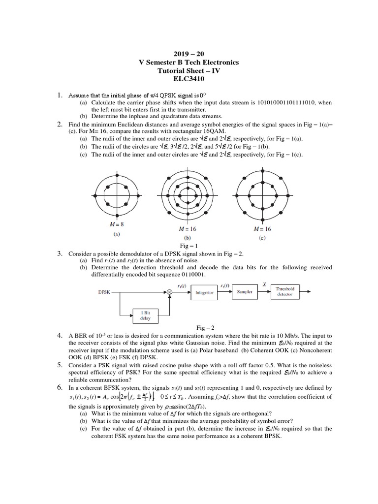 Tutorial Sheet 4 PDF | PDF | Telecommunications Engineering | Telecommunications