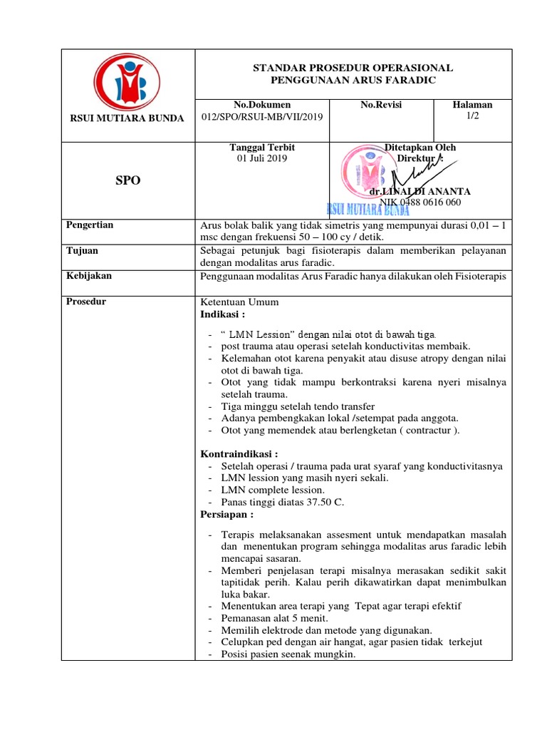 Spo Penggunaan Arus Faradic | PDF