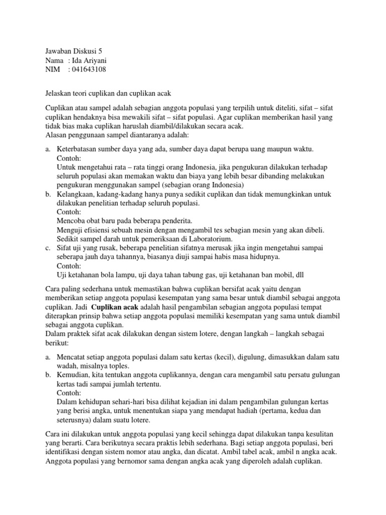 Rata-rata dan Simpangan Baku Cuplikan | PDF