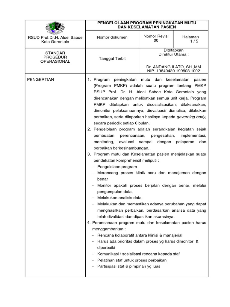 Sop Pengelolaan Program PMKP Fix | PDF