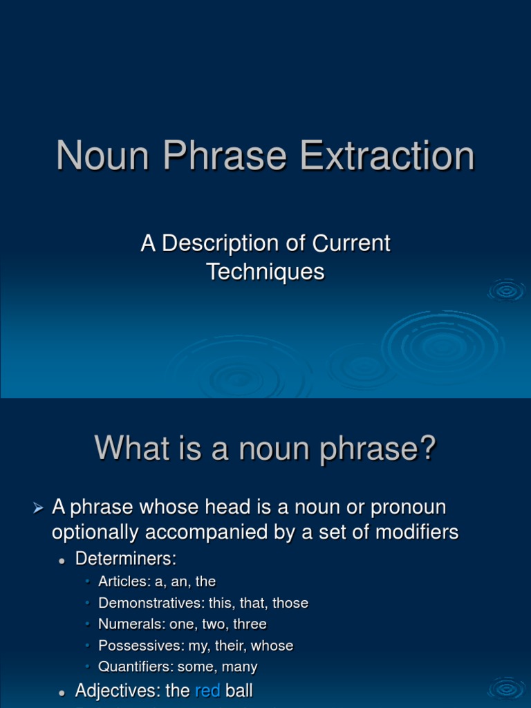 Noun Phrase Extraction: A Description of Current Techniques | PDF ...