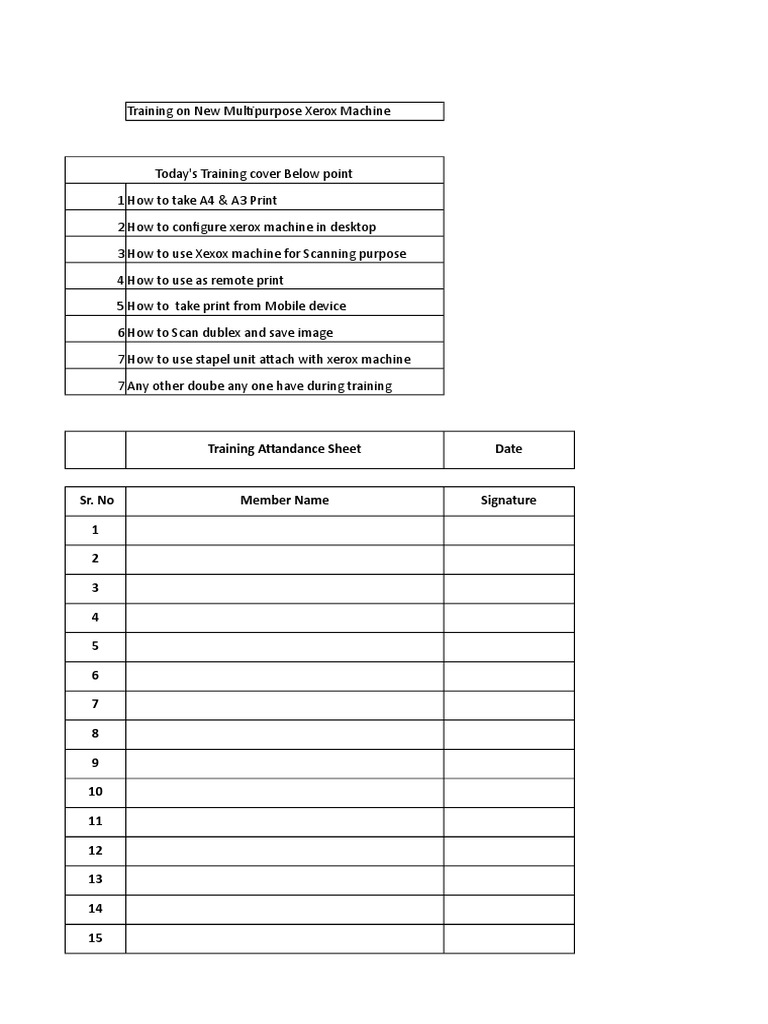 Training Sheet | PDF
