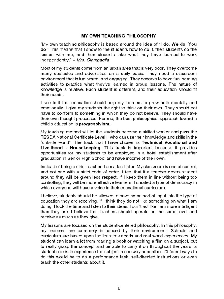 My Own Teaching Philosophy | PDF | Education Theory | Neuropsychology