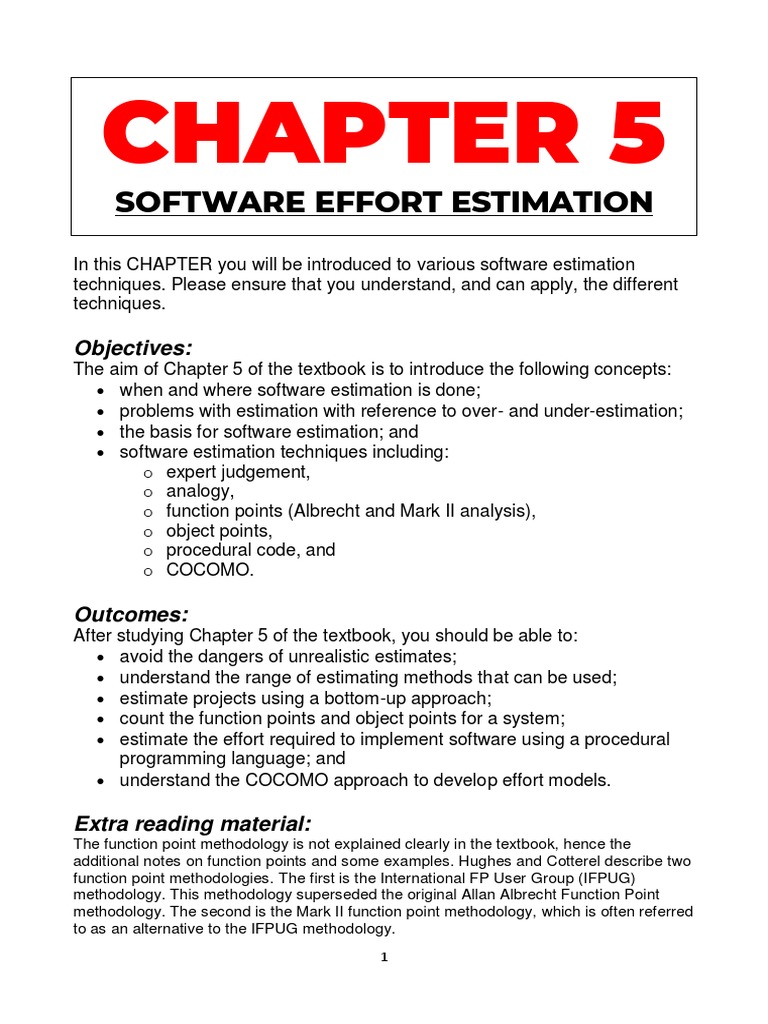 Chapter 5 Software Effort Estimation | Download Free PDF | Input/Output ...