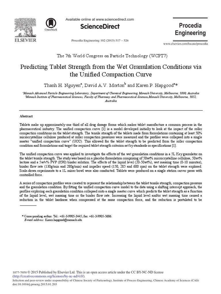 Wet Granulation PDF | PDF | Tablet (Pharmacy) | Chemical Engineering