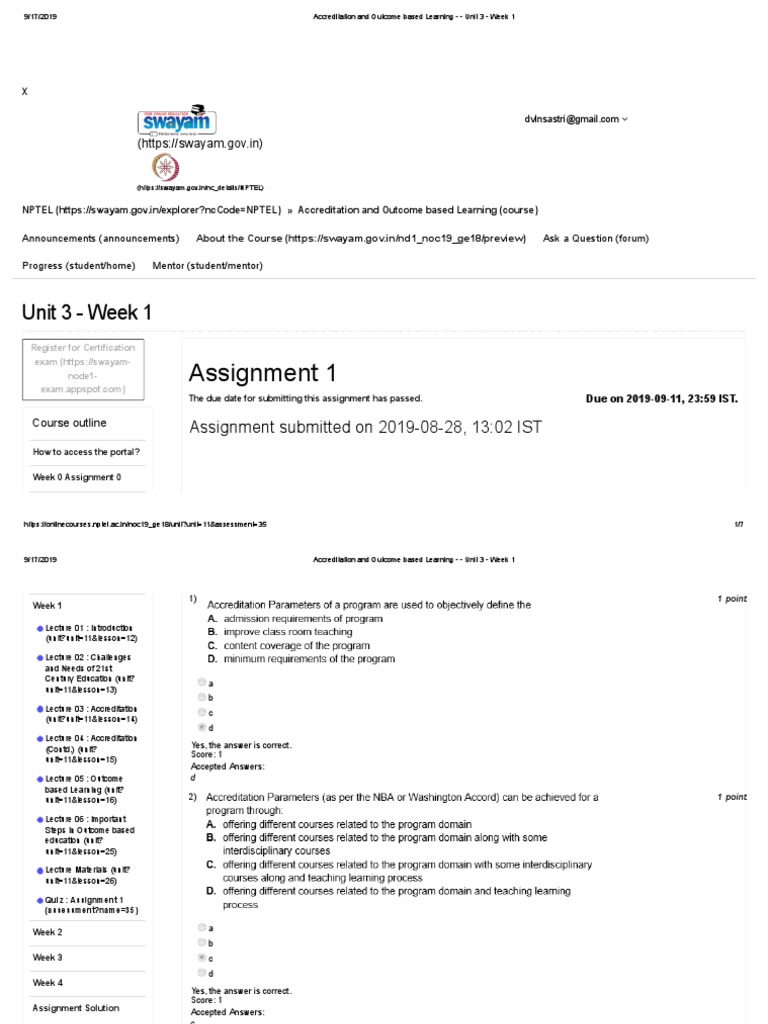 Accreditation and Outcome Based Learning - Unit 3 - Week 1 | PDF ...