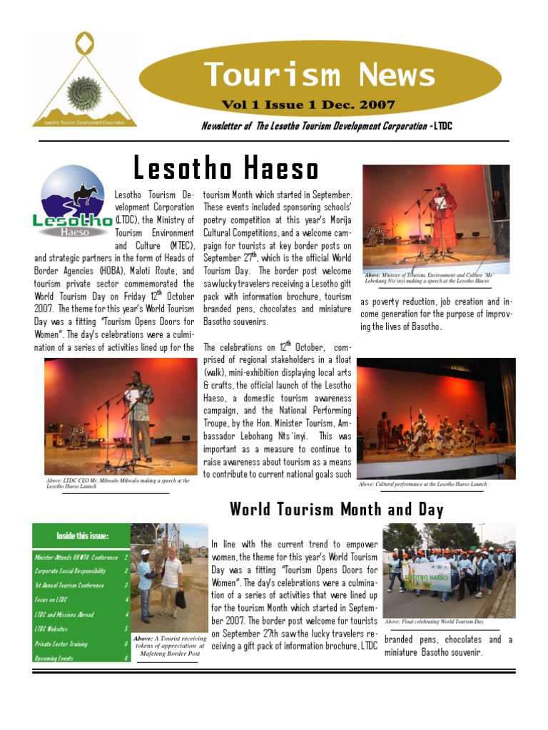 Lesotho Haeso: Tourism News | PDF | Tourism | Websites