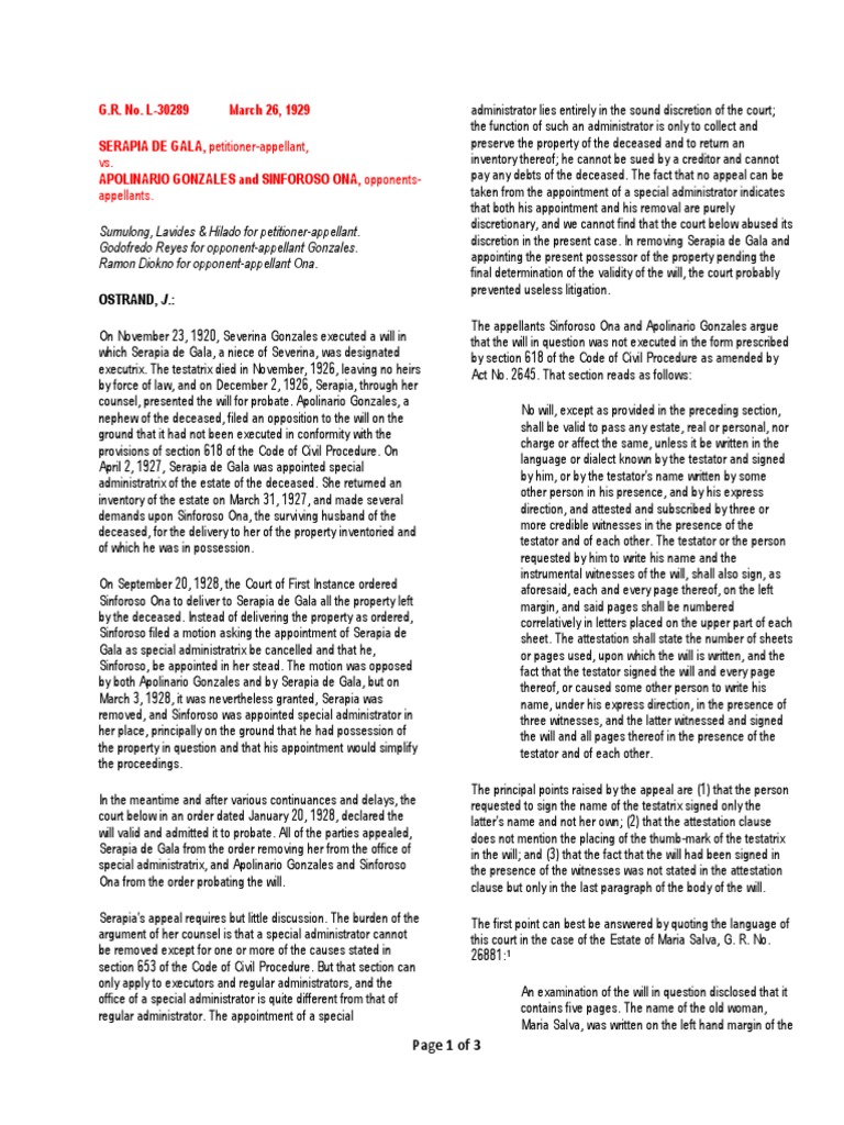 De Gala v. Gonzales | PDF | Will And Testament | Probate