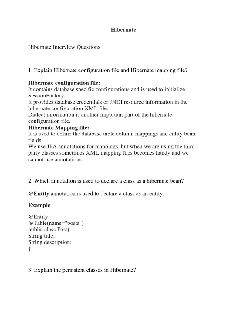 Explain Hibernate Configuration File and Hibernate Mapping File? | PDF | Object Relational ...