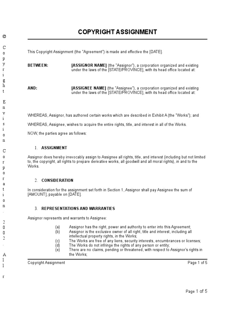 Copyright Assignment Model | PDF | Assignment (Law) | Copyright