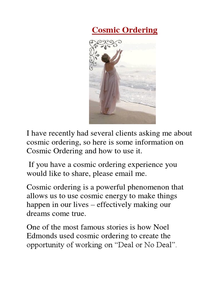 Cosmic Ordering 5steps | PDF | Feeling | Clinical Psychology