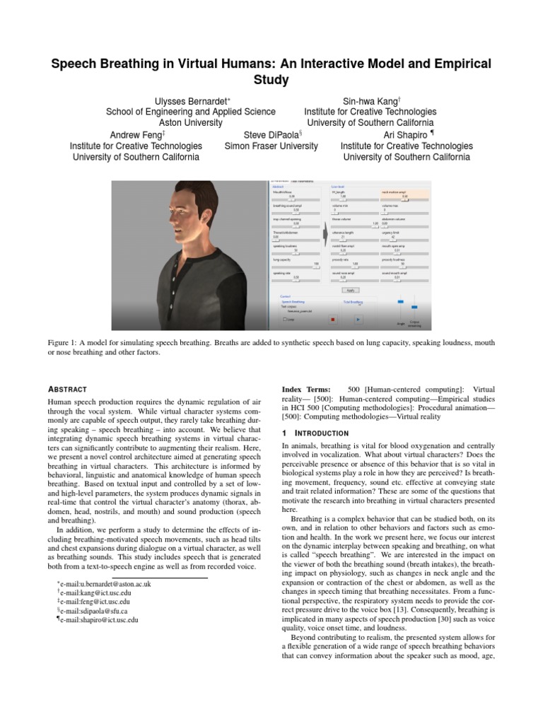 Speech Breathing in Virtual Humans: An Interactive Model and Empirical ...