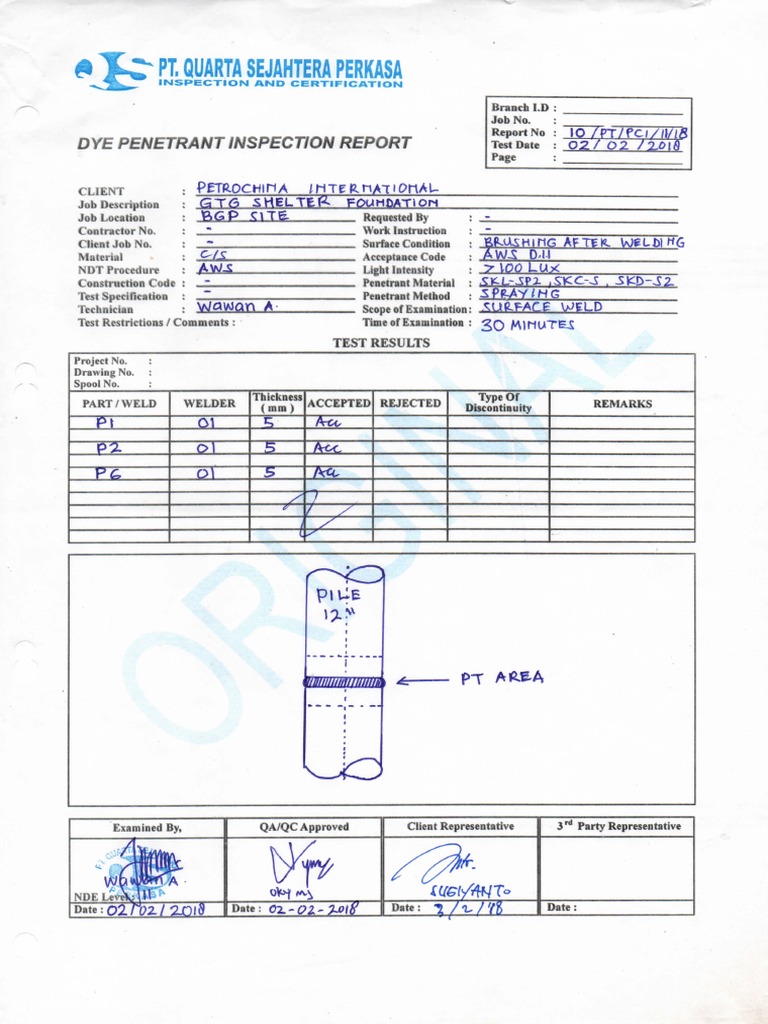 Penetrant Report | PDF