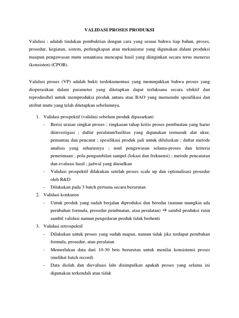 Materi Validasi Proses | PDF