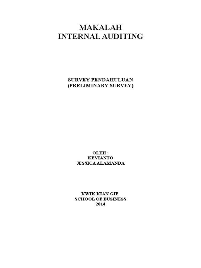 Makalah Internal Auditing: Survey Pendahuluan (Preliminary Survey) | PDF
