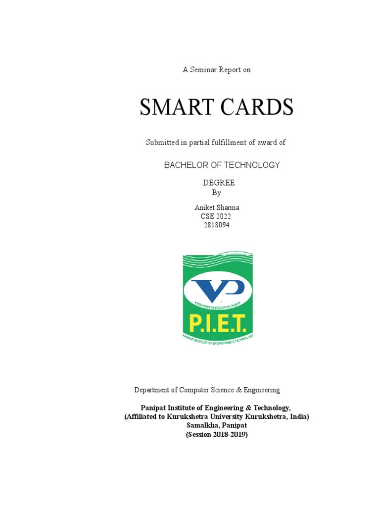 An Overview of Smart Card Technology: A Seminar Report on the History ...