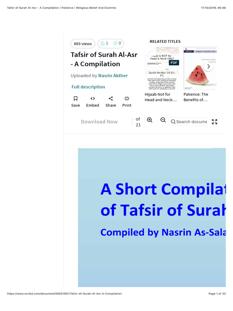 Tafsir of Surah Al-Asr - A Compilation - Patience - Religious Belief ...