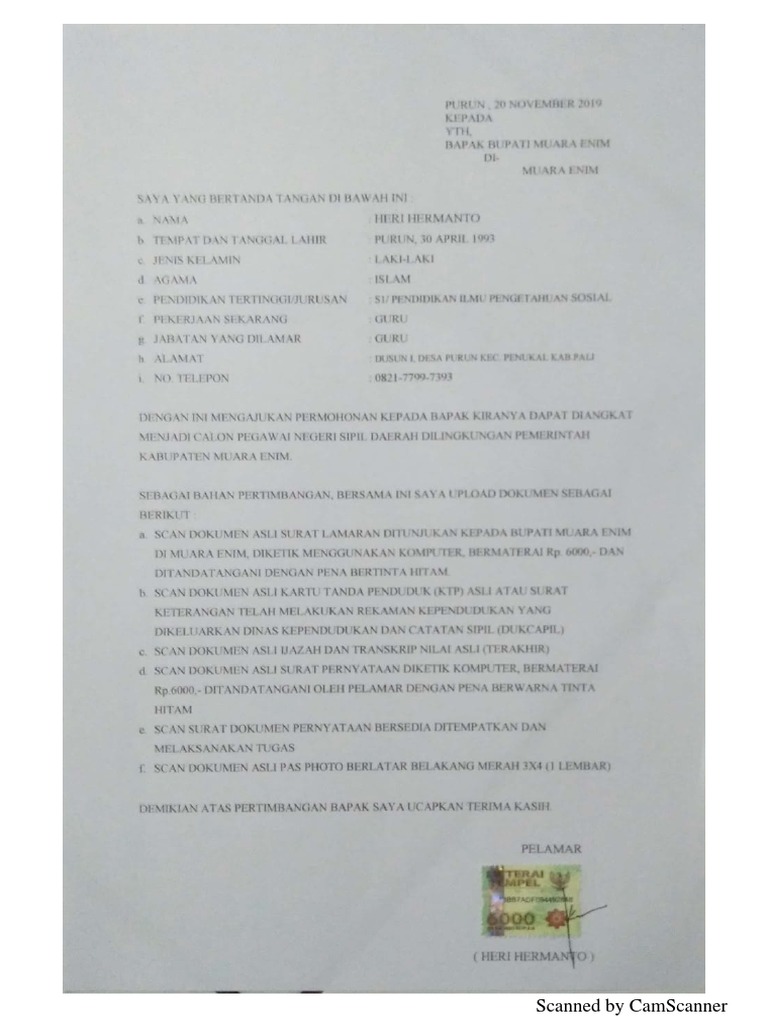 Surat Lamaran Heri | PDF