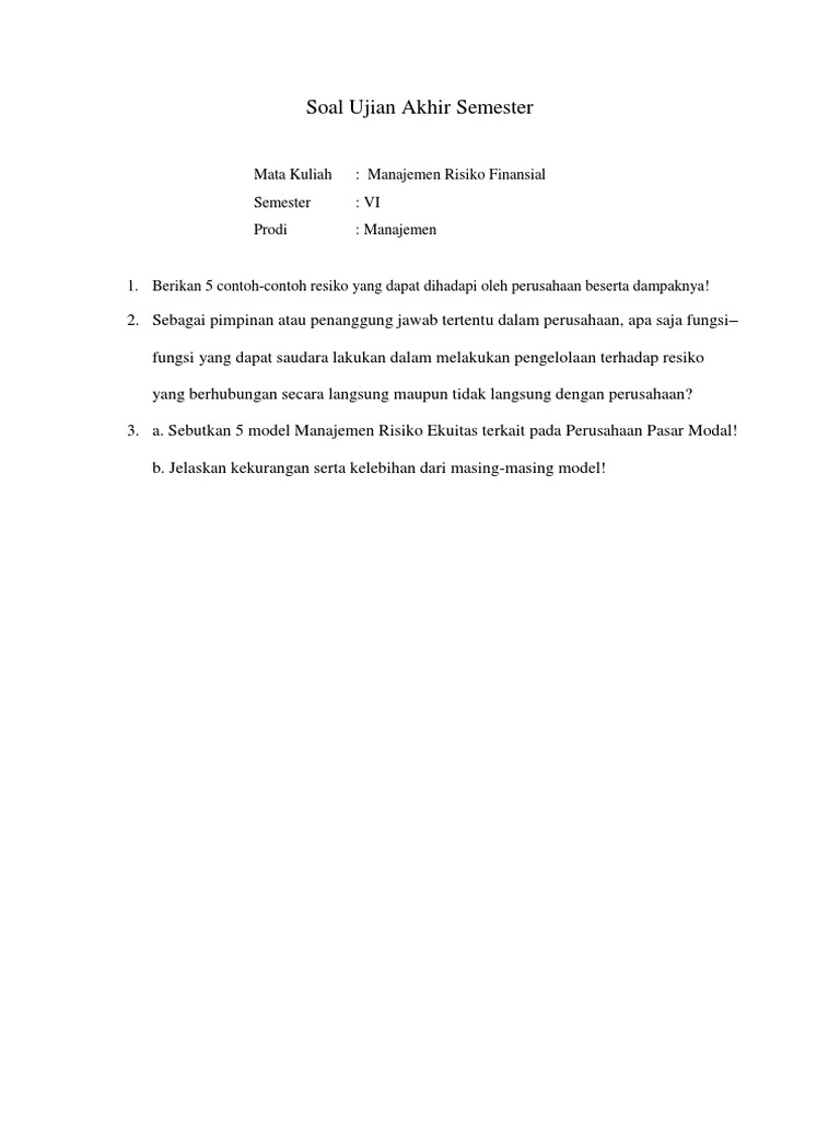 Soal Uas | PDF | Karier & Perkembangan