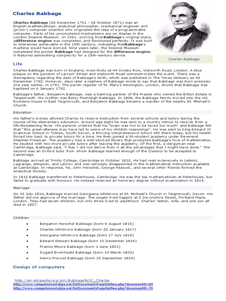 Charles Babbage | PDF | Calculator | Digital Electronics