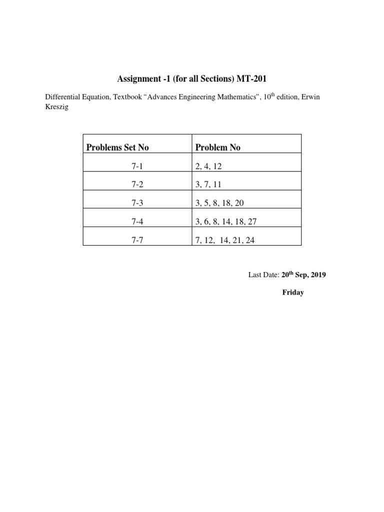 Differential Equations Assignment MT-201 | PDF