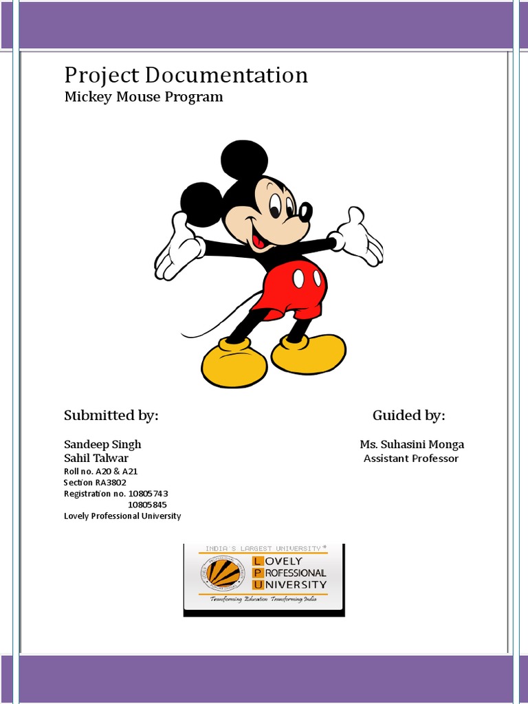 Mickey Mouse Animation Project Overview | PDF | Software Testing | Compiler