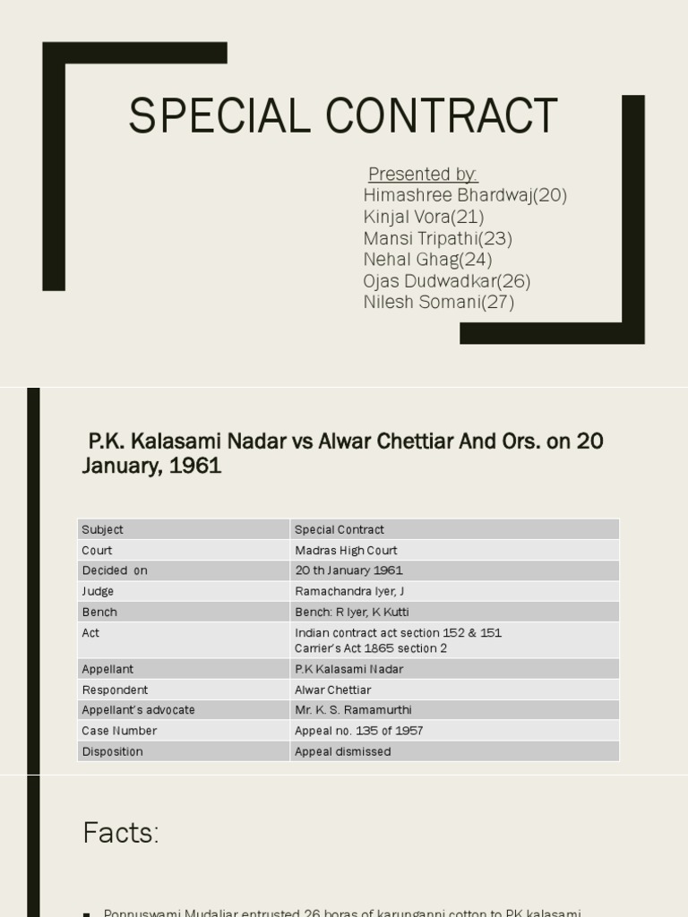 Special Contract | PDF