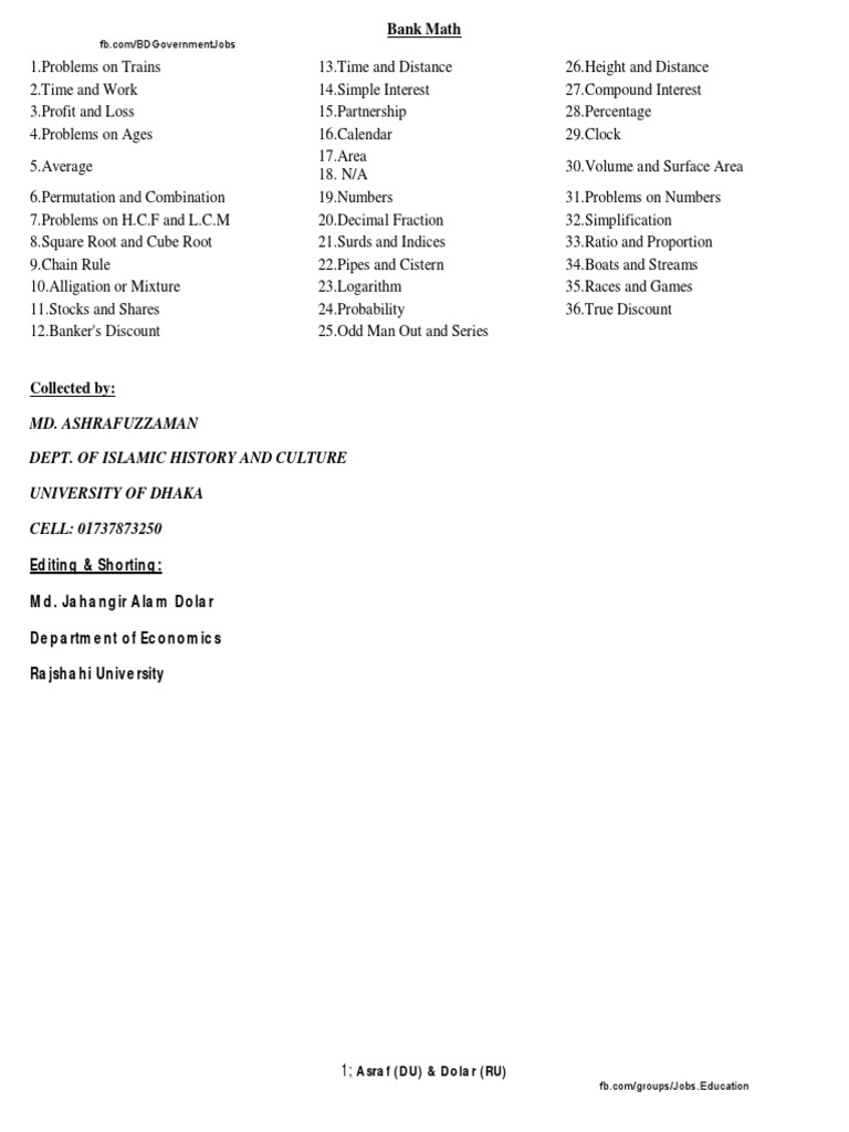 Indiabix-Math With Bookmark | PDF | Metre | Speed