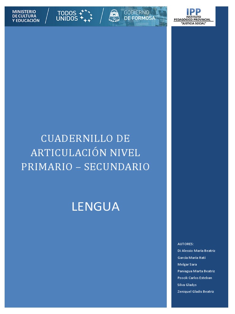 Cuadernillo de Articulación - Lengua | PDF | Educación Secundaria ...