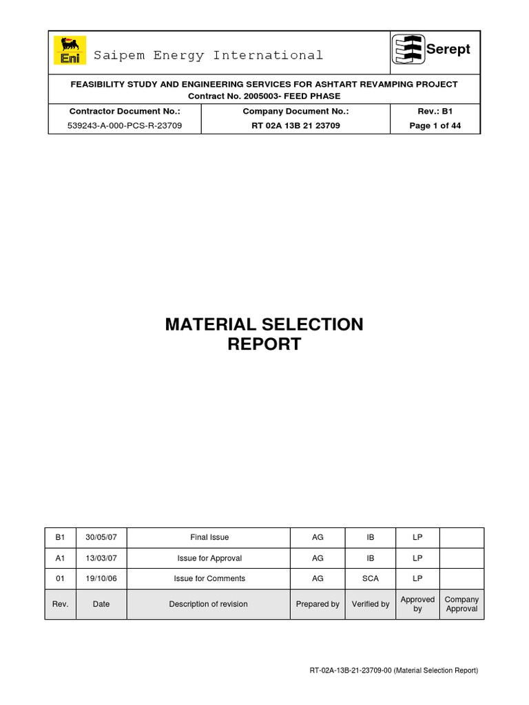 Astart Material Selection Report | PDF | Corrosion | Carbon Dioxide