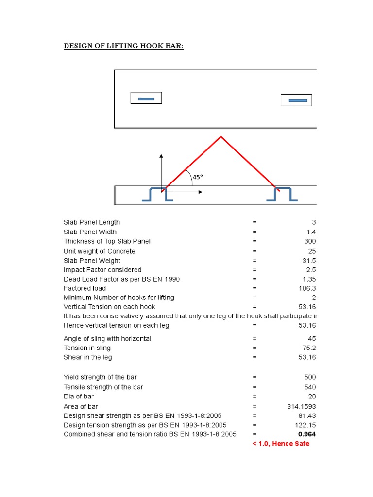 Design of Lifting Hook Bar:: 1.0, Hence Safe | PDF | Materials Science ...