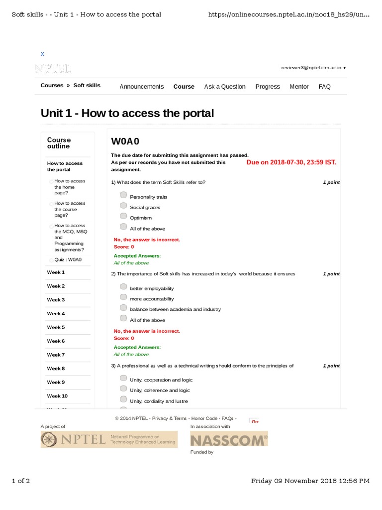 Noc18 hs29 Assignment1 | PDF | Psychology | Psychological Concepts