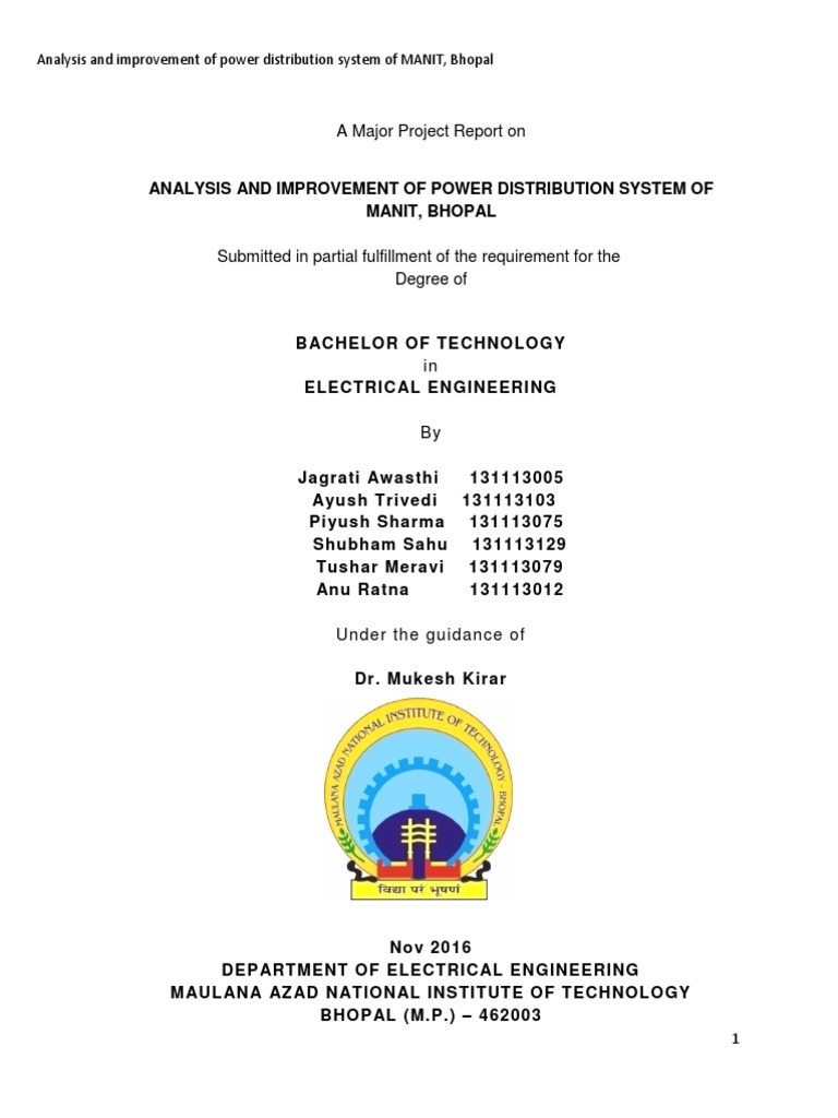 A Major Project Report On: Analysis and Improvement of Power ...