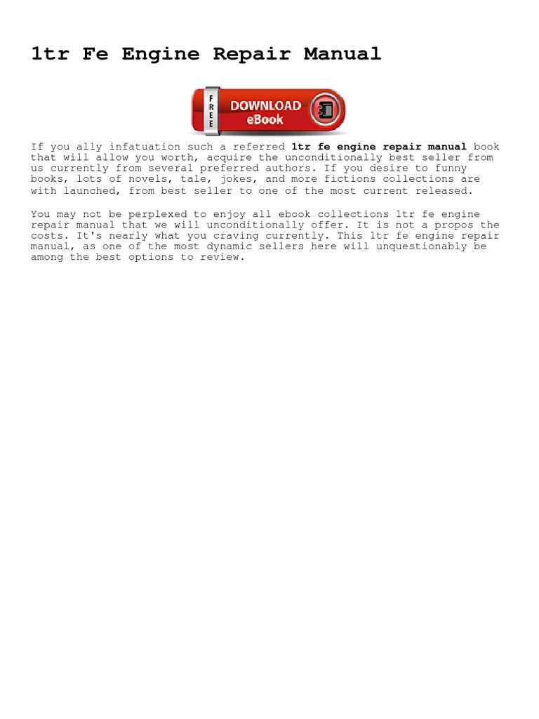 1TR FE Engine Repair Manual Guide | PDF