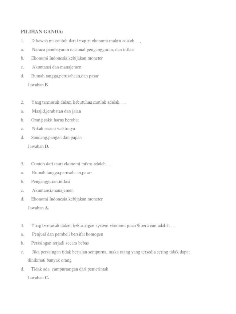 Uts Mikro Ekonomi Semester 1 | PDF