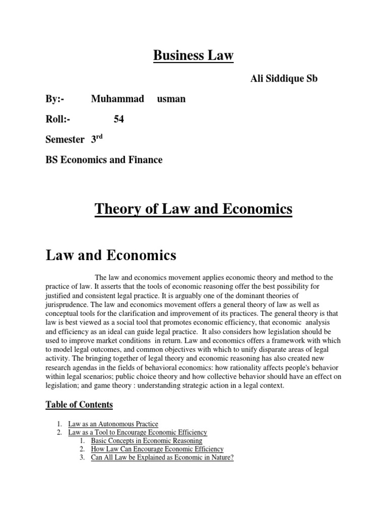 Theory of Law and Economics Law and Economics | Download Free PDF ...
