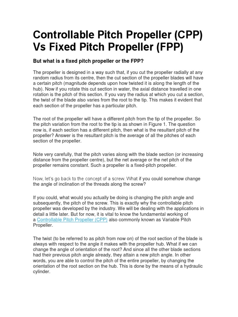 Controllable vs Fixed Pitch Propellers | PDF | Propeller | Marine ...