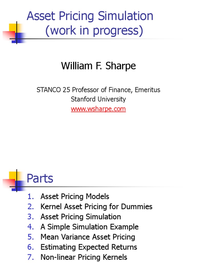 Asset Pricing Simulation (Work in Progress) : William F. Sharpe | PDF ...
