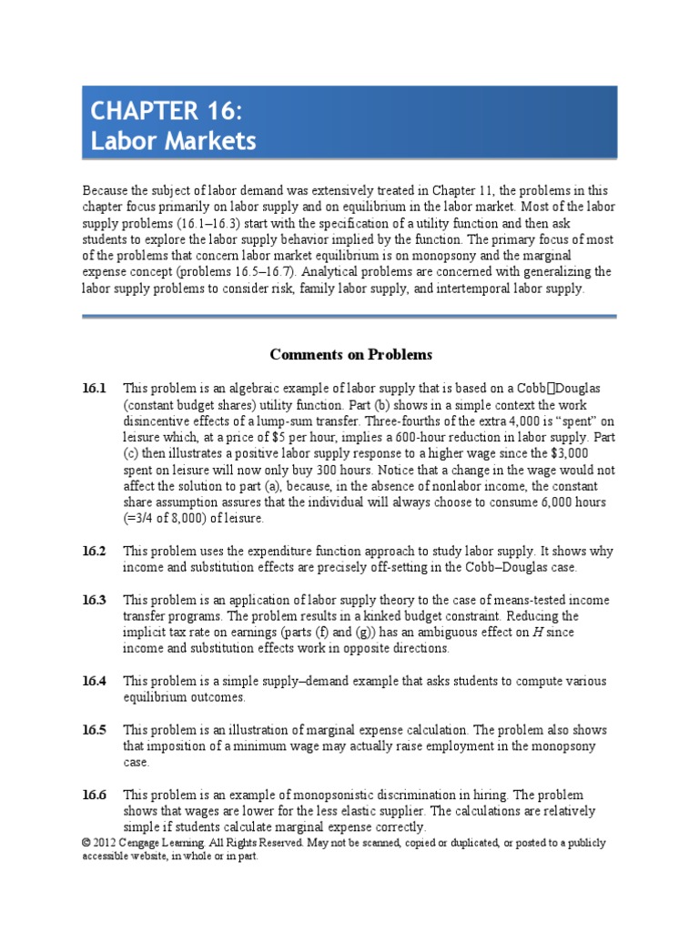 Chapter 16 Solution Manual Microeconomic Theory | PDF | Labour Economics | Economics