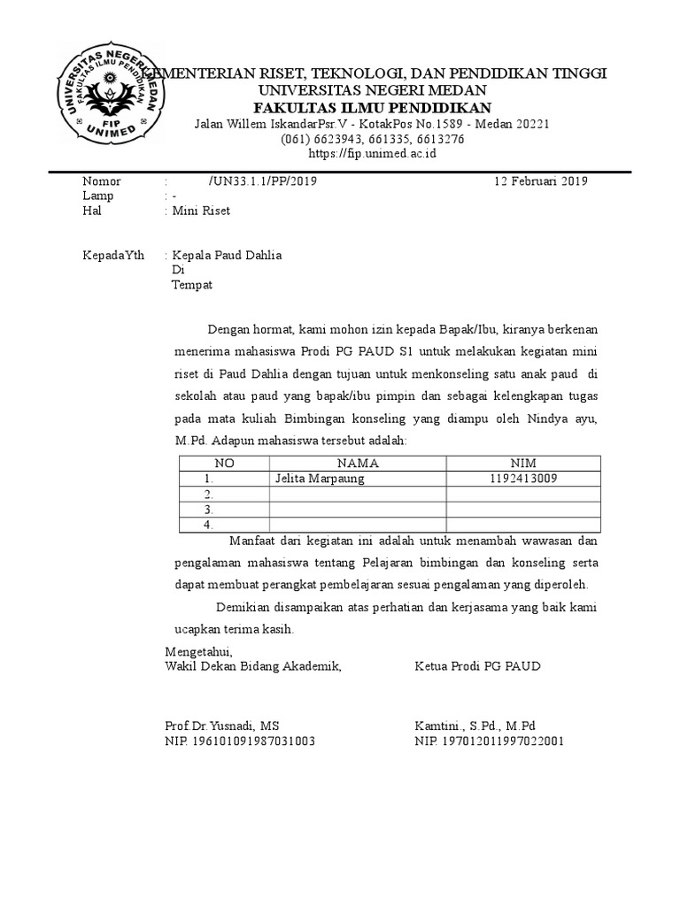 Surat Mini Riset | PDF