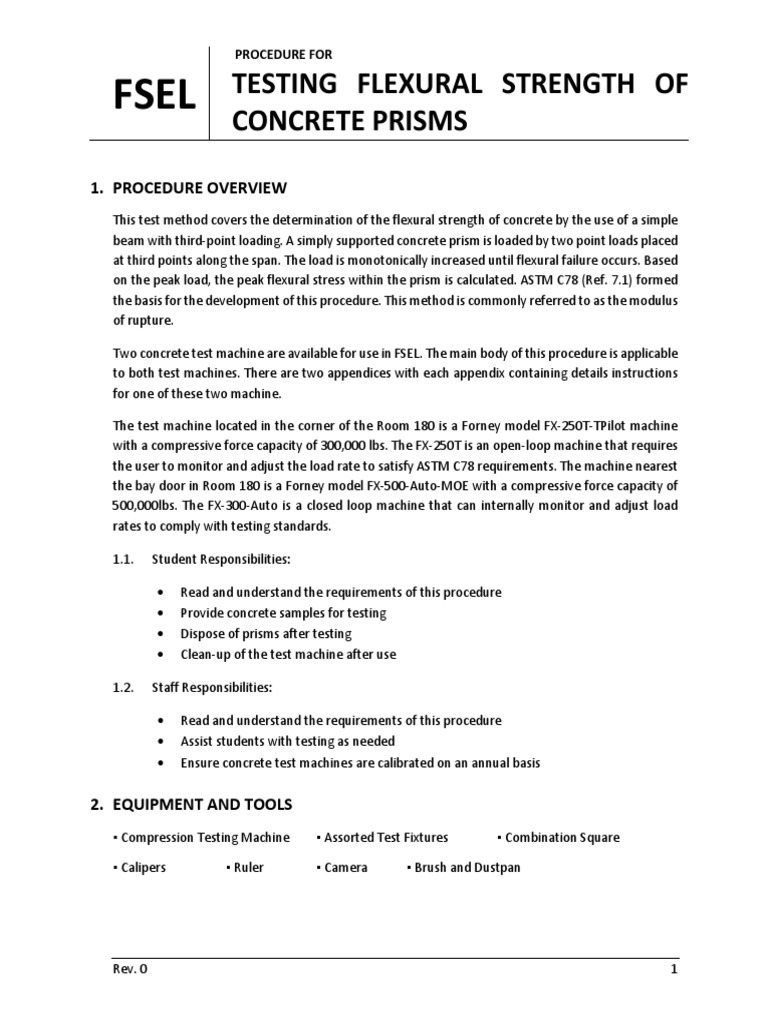 FSEL Flexural StrengthTesting Rev 00 | PDF | Fracture | Concrete