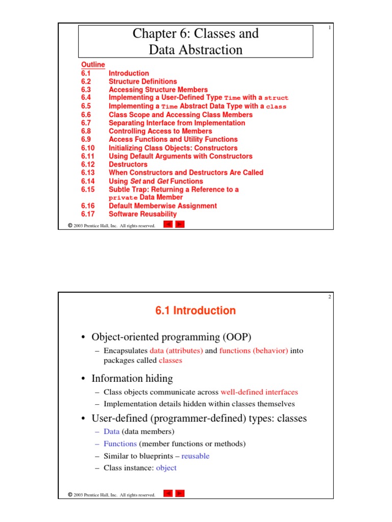 Chapter 6 Classes And Data Abstraction Object Oriented Programming Oop Pdf Class