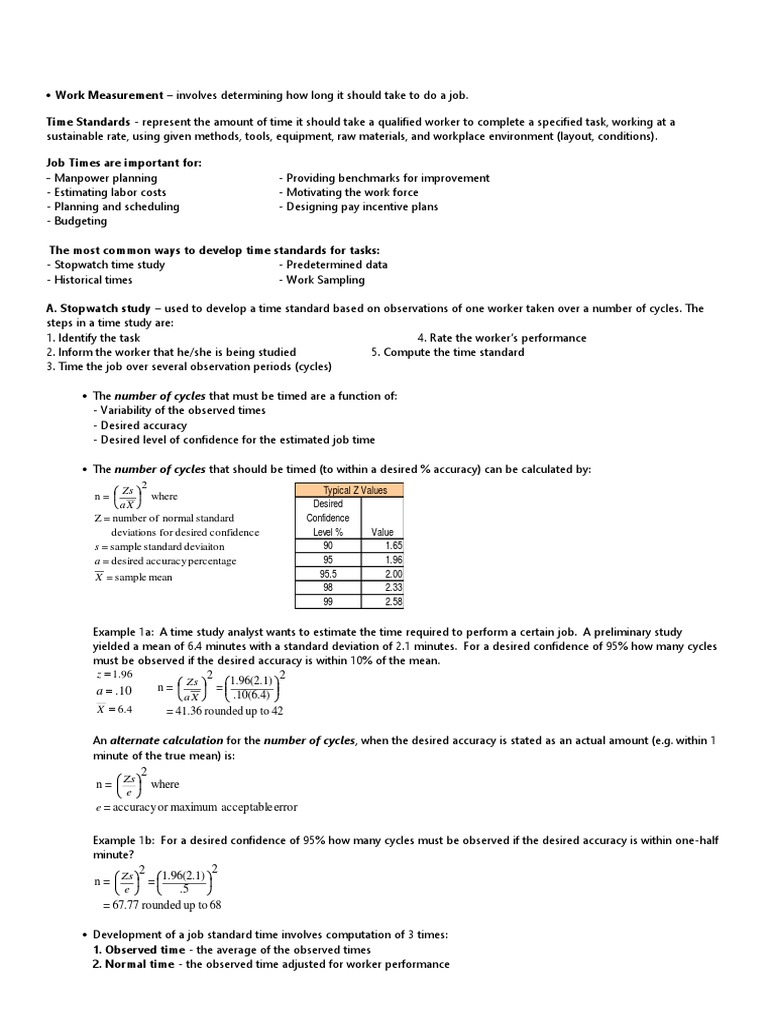 Work Measurement Standards | PDF | Confidence Interval | Errors And Residuals