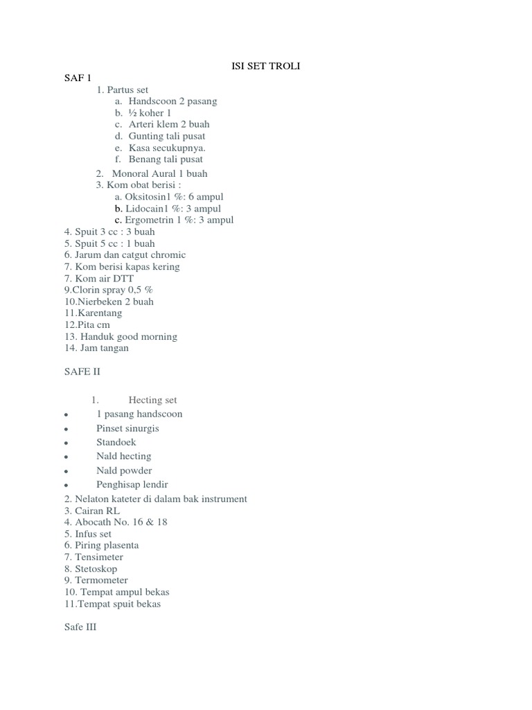 Isi Set Troli | PDF | Sains & Matematika