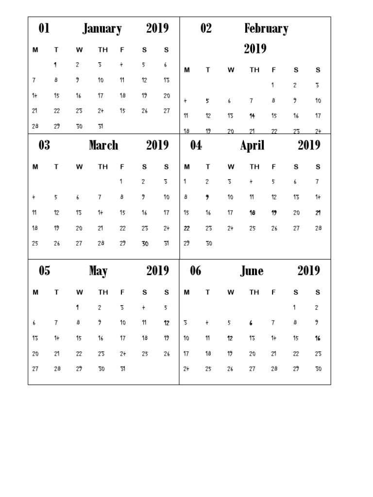 2019 Monthly Calendar Overview | PDF